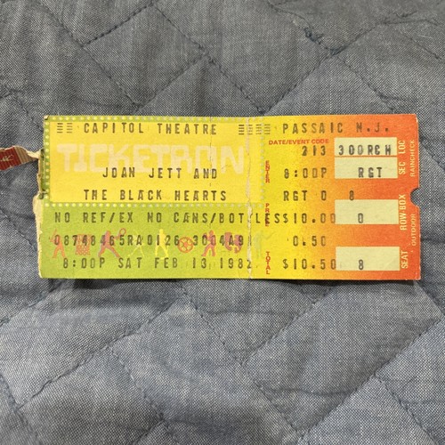 Joan Jett February 13, 1982 Capitol Theater Passaic NJ Ticketron Ticket ...