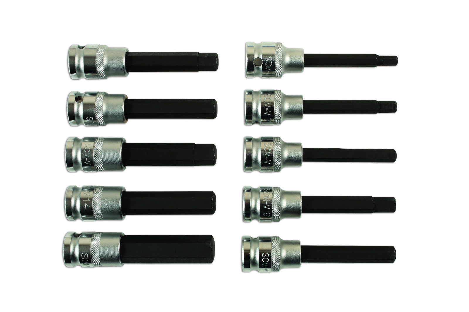 Metric Hex Allen Bit Socket Set 1/2 Dr 10pce 6mm - 17mm (100mm Length ...