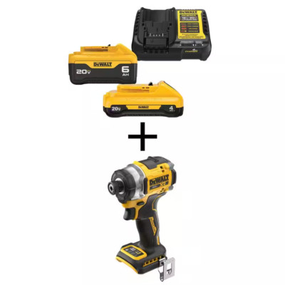 1 4 Inch 1/4 in Dewalt Impact Driver 20 Volt Max XR 2 Batteries Charger ...