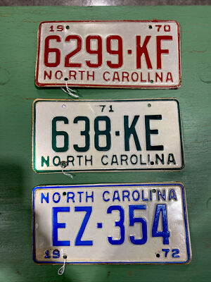 3- North Carolina License Plates 1970, 1971,1972 All Original & Nice | eBay