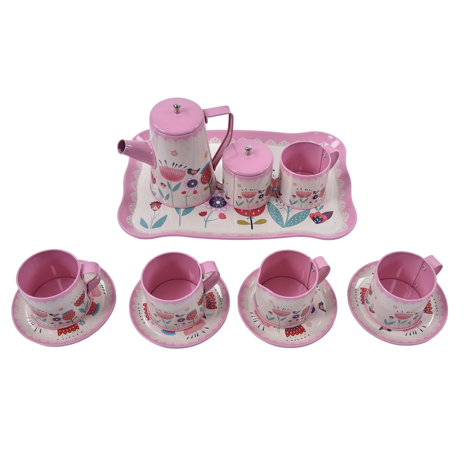 Tea Set Afternoon Tea Time Pretend Toy Tin Tea Playset For Toddlers ...
