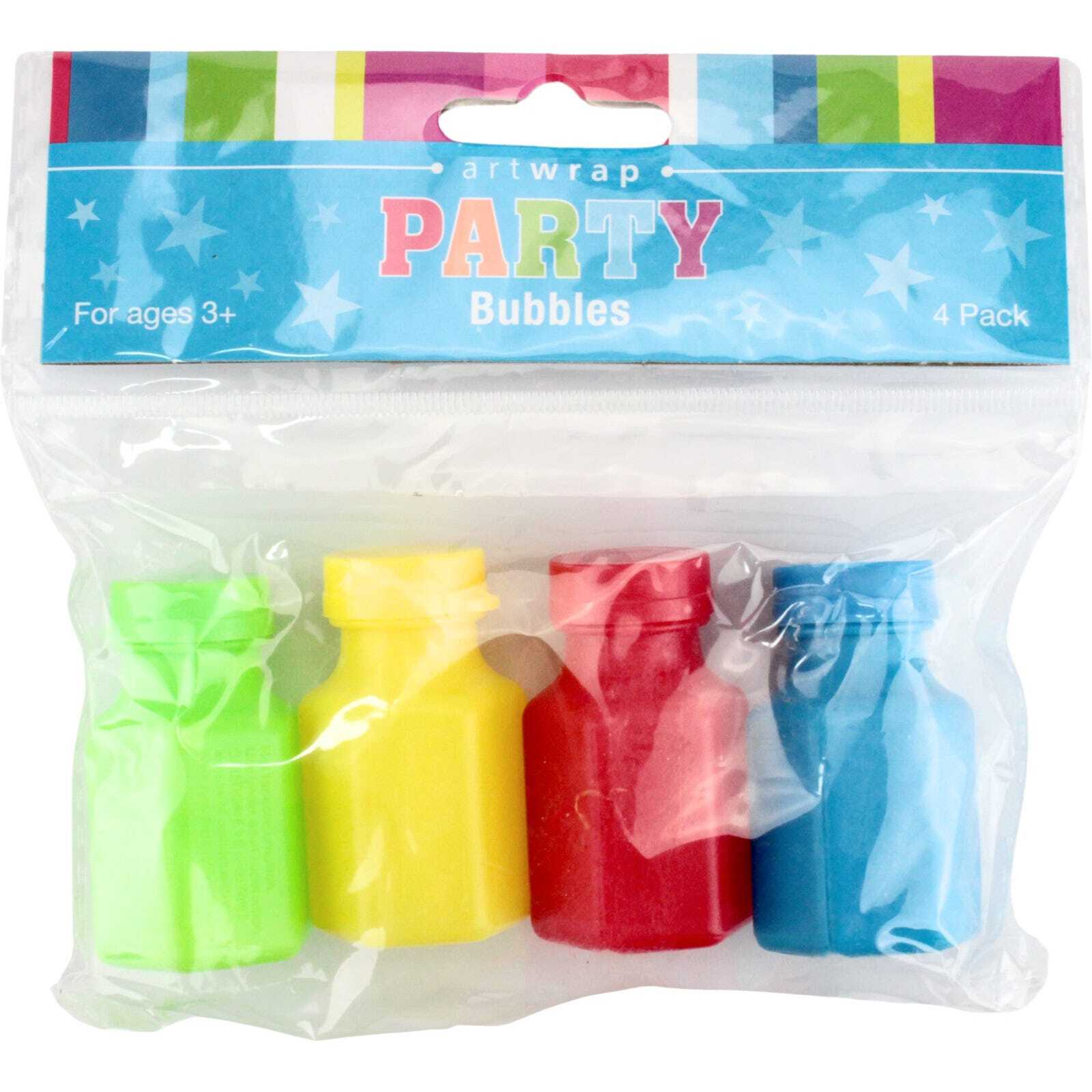 Mini Bubble Bottles Colourful Wands Party Supplies Favours Pk of 4 | eBay