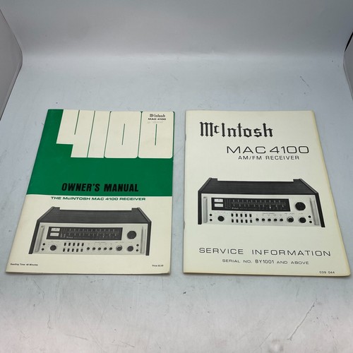 McIntosh MAC 4100 Service Information Manual And Owners Manual ORIGINAL ...
