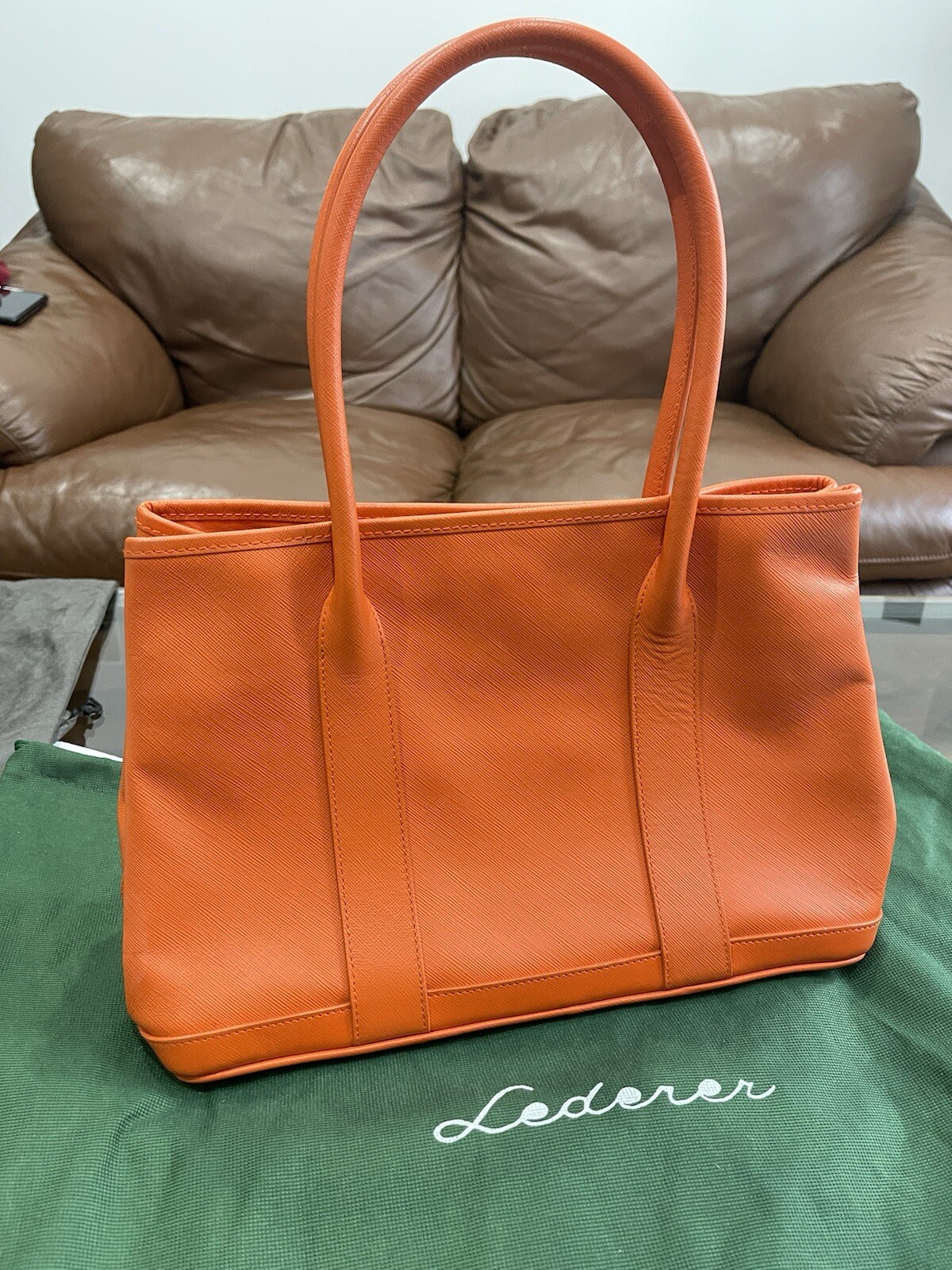 Lederer Authentic Orange Saffino Leather Tote Bag Made In Italy | eBay