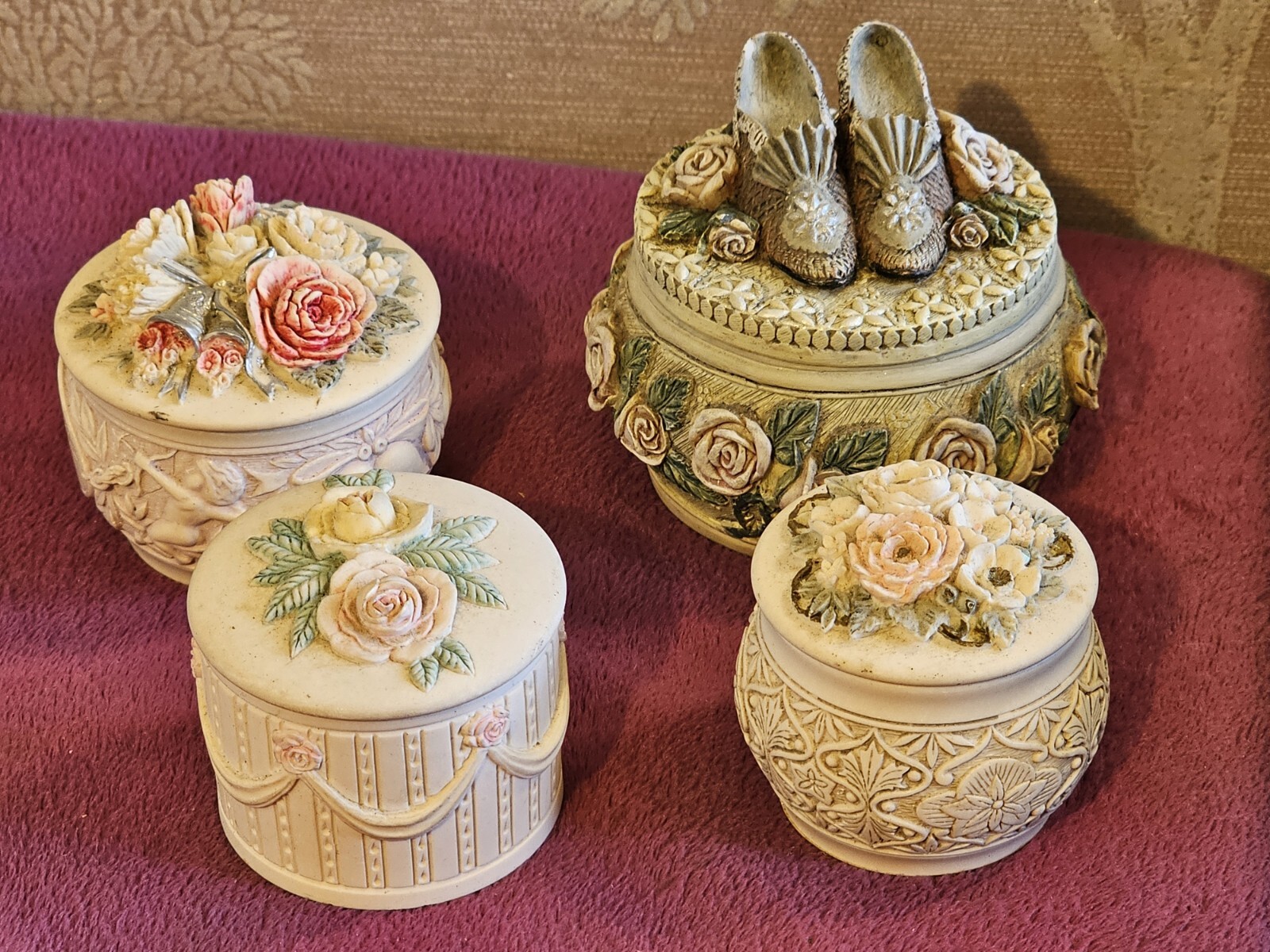Collection of 4x Small Trinket/Pill Pots - incl Handcast Designs ...