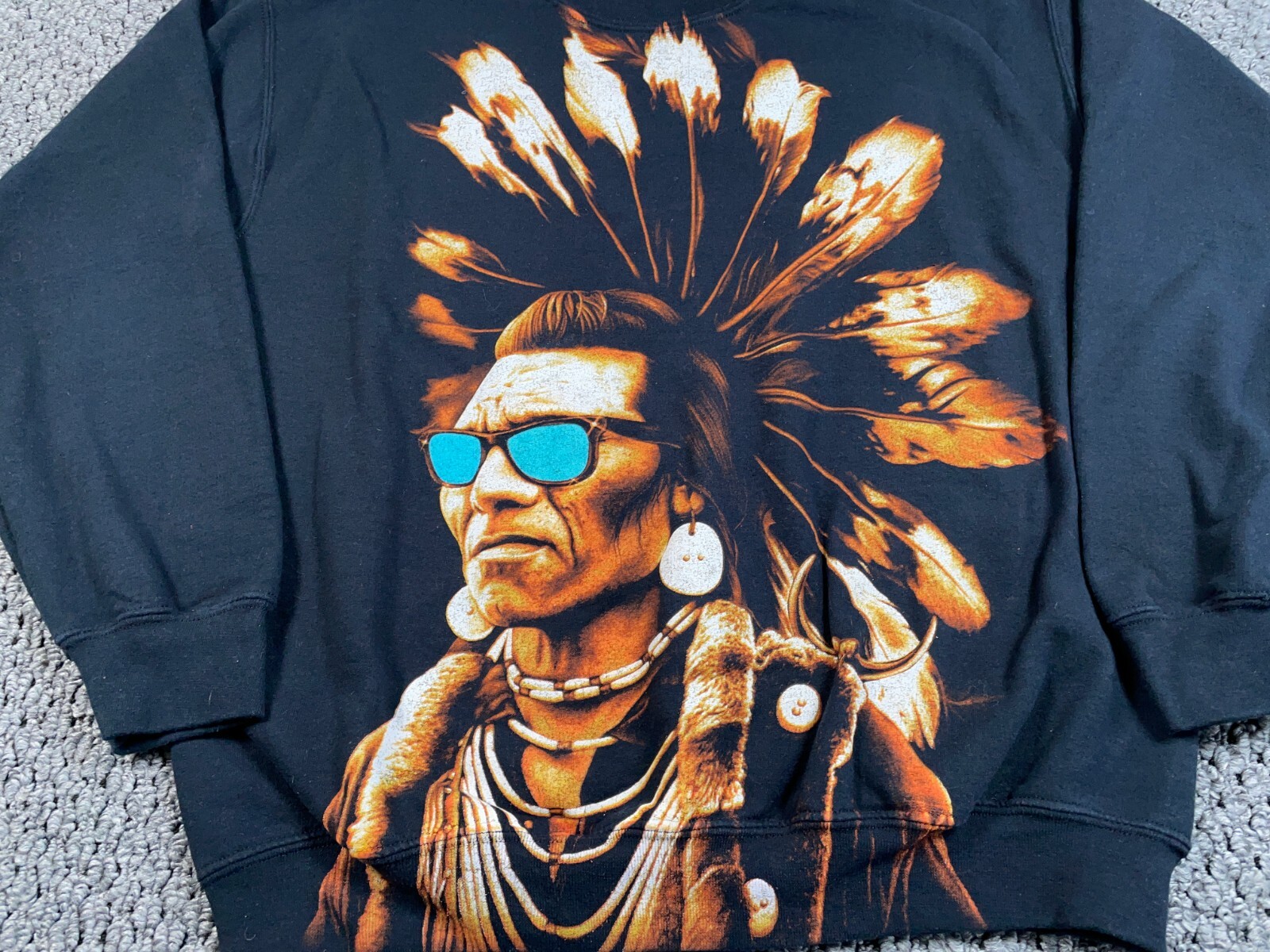ROOK Native American Indian Print Sweatshirt Adult Me… - Gem