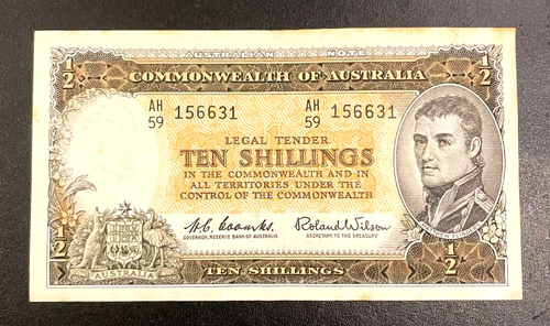 Commonwealth Of Australia Ten Shillings Banknote Note Coombs Wilson ...