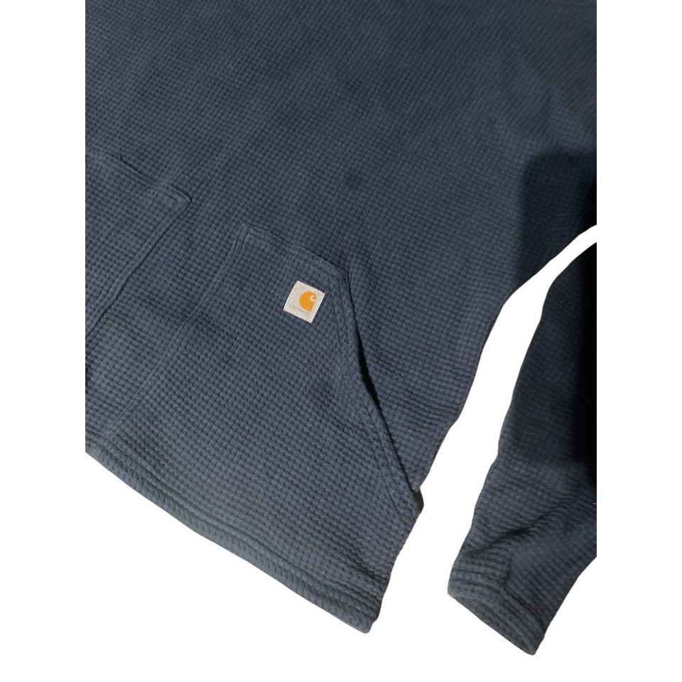Carhartt Relaxed Fit Waffle Knit Hoodie Men's L Navy Blue Pullover ...