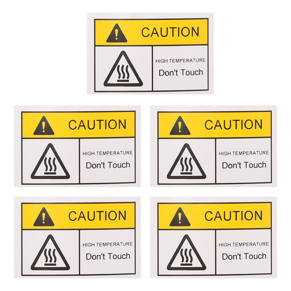 5 Sheets Hot Warning Sign High Temperature Sticker Caution Surface ...