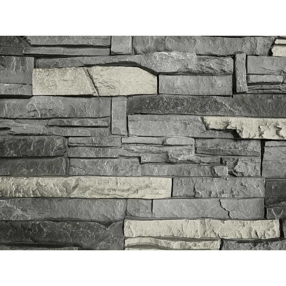 GenStone 42 in. x 12 in. Stacked Stone Northern Slate Faux Stone Siding ...