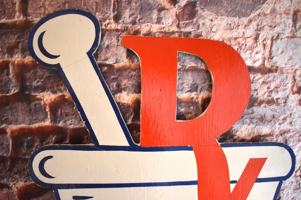 Vintage Drug Store Pharmacy RX Prescription Mortar & Pestle Advertising ...