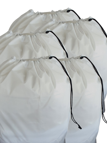 5 x Polyester Commercial Laundry Bag White with Drawstring - Straight ...