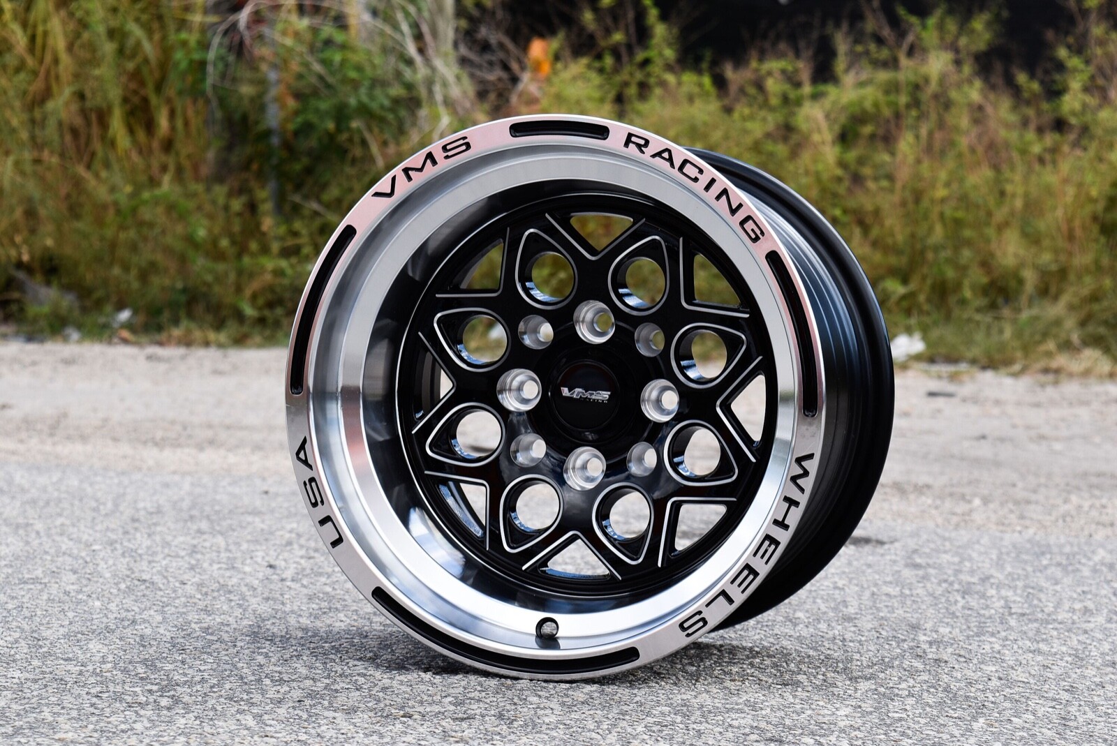 15X8 VMS RACING ROCKET BLACK POLISHED DRAG RIMS WHEELS 4X100/4X114 ET20 ...