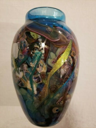 Signed David Small Art Glass Vase Marine Reliquary Series | eBay