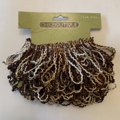 Looped Fringe 2” Trim Brown Beige Gold 4 Feet crafting sewing ...