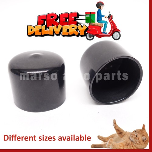 Black Vinyl Rubber Flexible Round Tube Tubing Pipe & Cover Caps-Select ...
