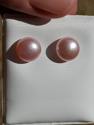 Pink Pearl Button Style Stud Earrings In 10kt Solid Yellow Gold | eBay