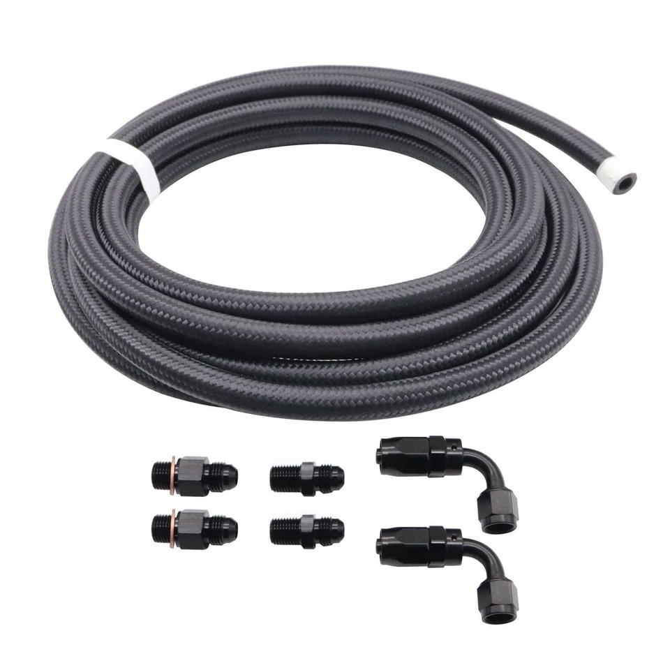 For 4L60E 4L65E Automatic Transmission Cooler Line Kit Black 6AN Steel ...