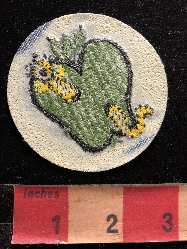 Vintage Funny WORM IN APPLE Denim Patch - Brilliant Colored Green Apple ...