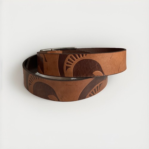 Michigan State Leather Belt Eagles Wings Brown Leather 36 Embossed ...