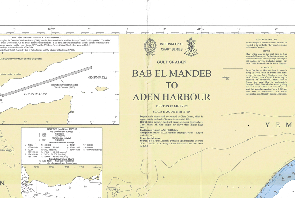 3661 Bab El Mandeb To Aden Harbour Gulf Of Aden Chart Map Marine Paper ...
