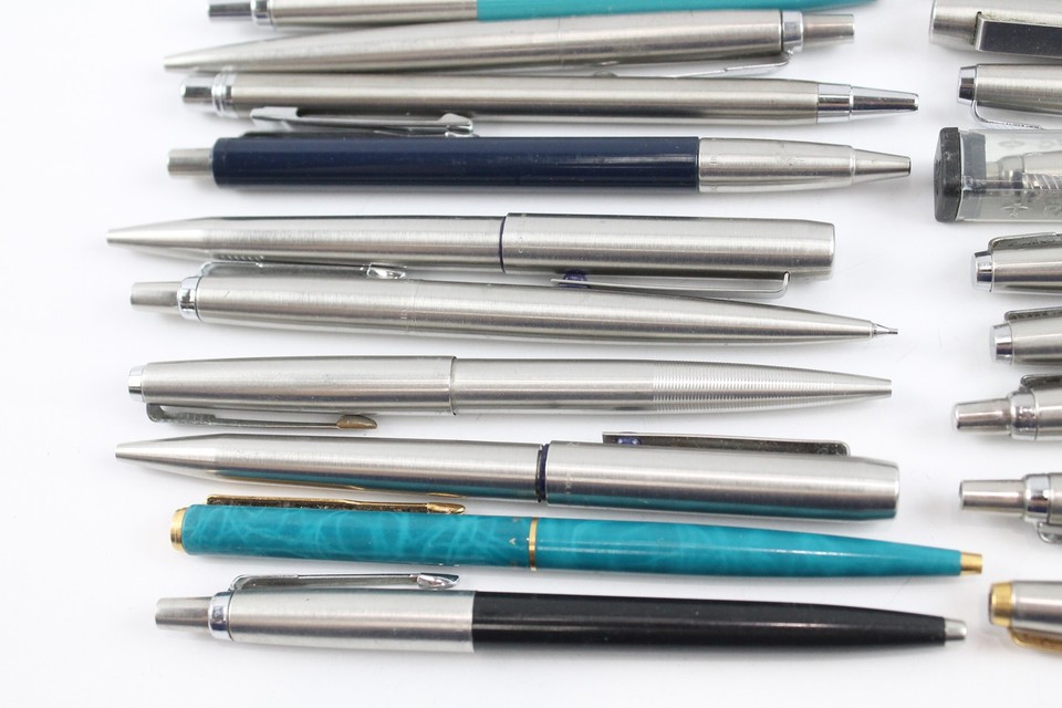 Parker Ballpoint Pens Biros Inc Vintage, Boxed, Jotter, Brushed Steel ...