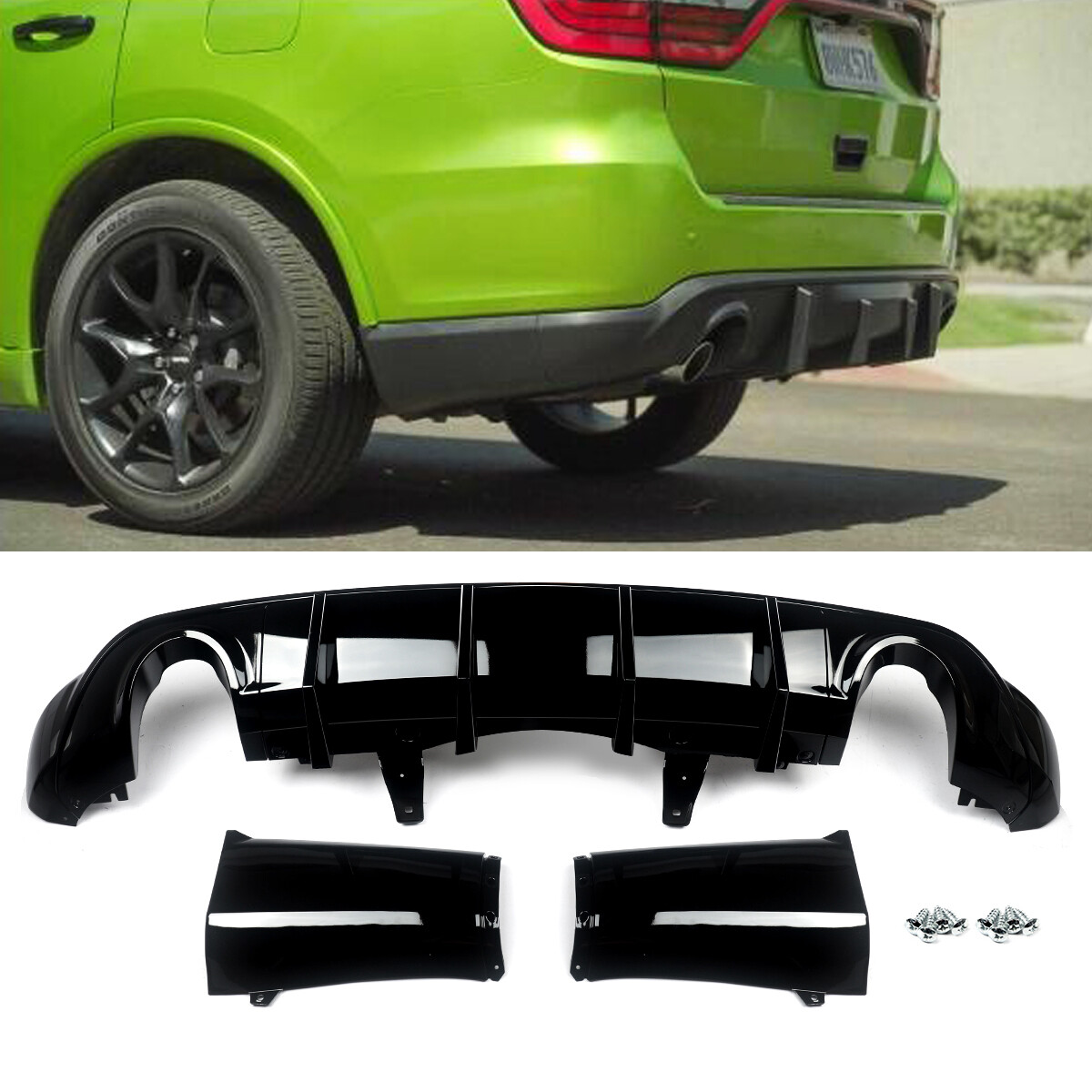 For 2011-22 Dodge Durango R/T GT Gloss Black Rear Bumper Lip Dual Tips ...