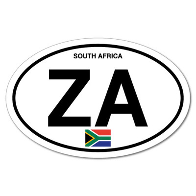 ZA South Africa Country Code Oval Sticker Flag Bumper Water Proof Vinyl ...