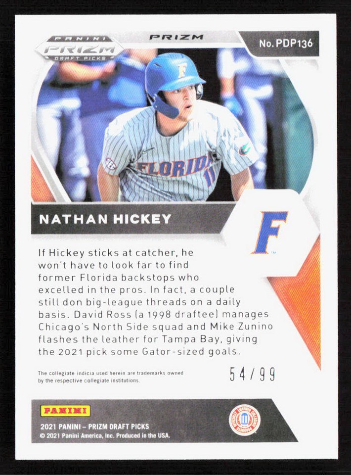 2021 Panini Prizm Draft Picks Nathan Hickey Tiger Stripes 54/99 #PDP136 ...