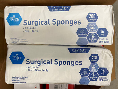 Med Pride Gauze Surgical Sponges 400 4"x4" 100% Cotton Single Use Non ...