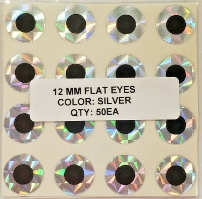 50pcs, Holographic Silver Flat adhesive fish eyes 12mm, Fly Tying | eBay