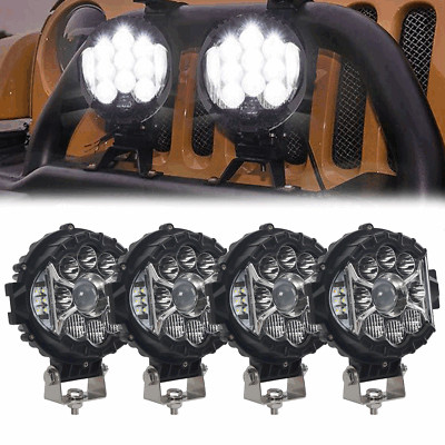 4pcs 7 Inch LED Work Light Bar ComboPods Round Fog Headlights Off Road ...