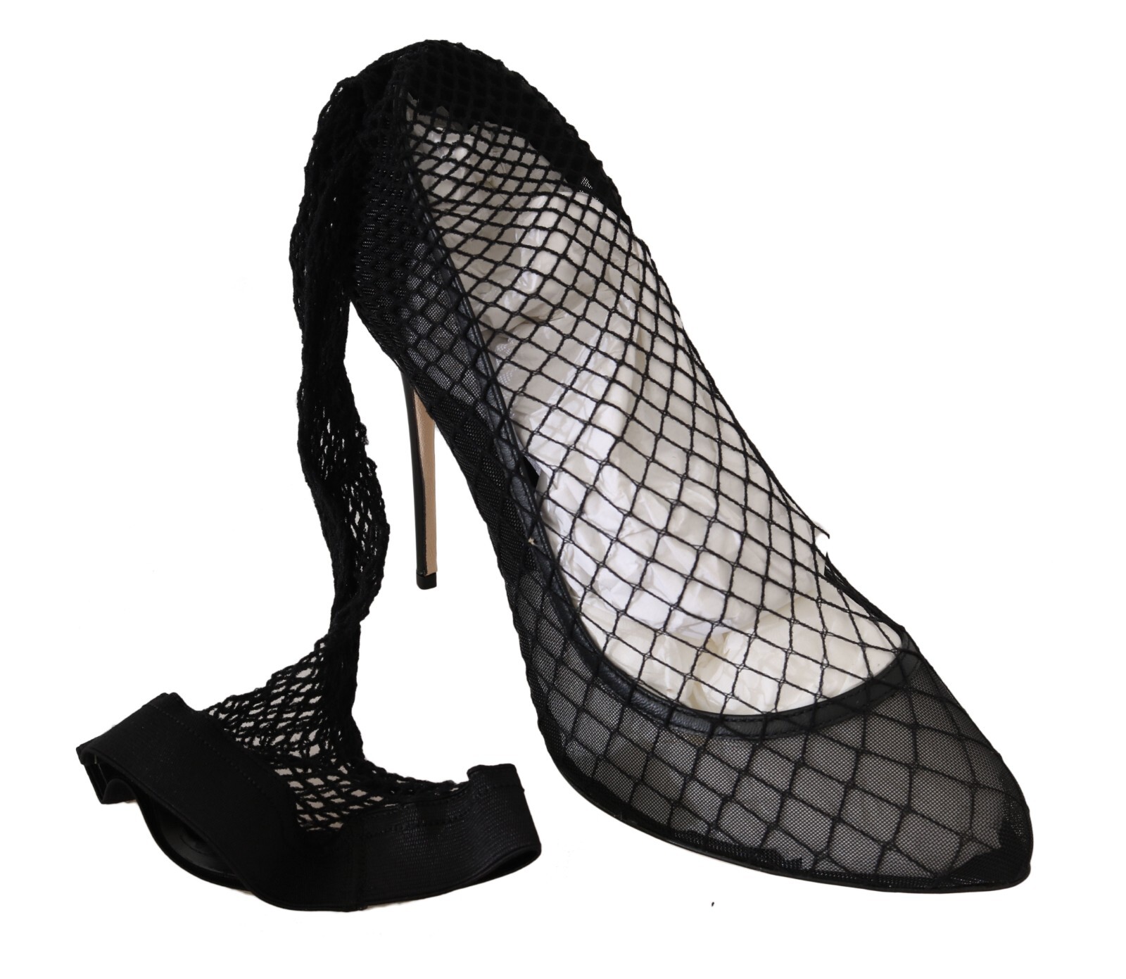 Dolce&Gabbana Women Black Pumps Synthetic Netted Sock High Heel Shoes ...