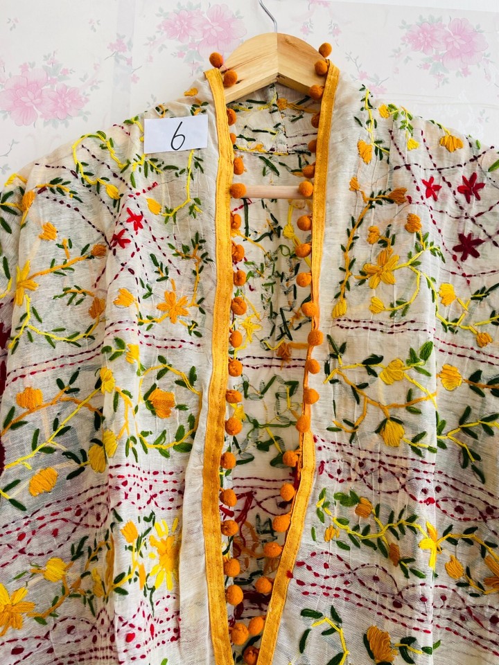 Women's Cardigan Jacket Floral Hand Embroidery Short Kimono Robe Boho ...