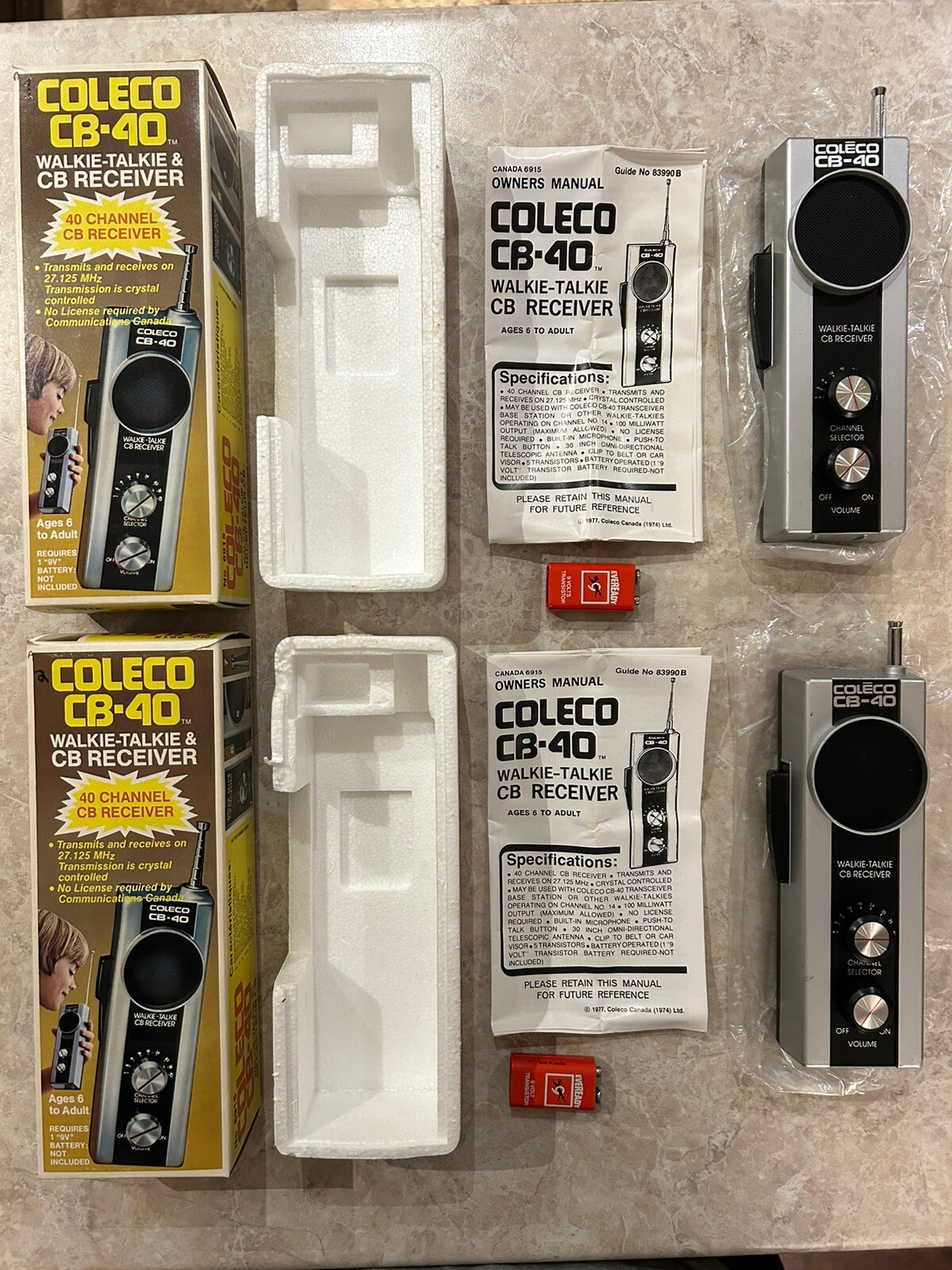 Vintage COLECO CB-40 Transceiver Base Station + 2 Walkie Talkie ...