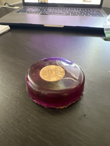 1963 Mexico 20 Centavos coin is embedded in a purple Resin paperweight ...