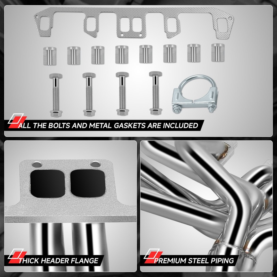 Stainless Steel Exhaust Manifold Header Kit for 81-86 Jeep CJ5 CJ7 4.2 ...