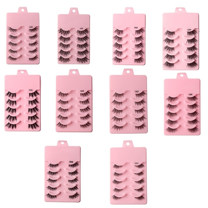 5Pair Half Lashes False Eyelashes Natural Cat-Eye Lashes 3/4-Corner ...