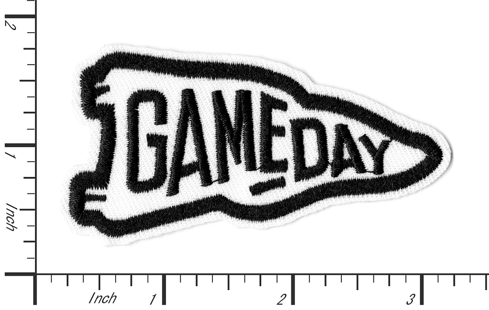 Game Day Flag Black Embroidered Iron On Patch Sports Team Spirit ...