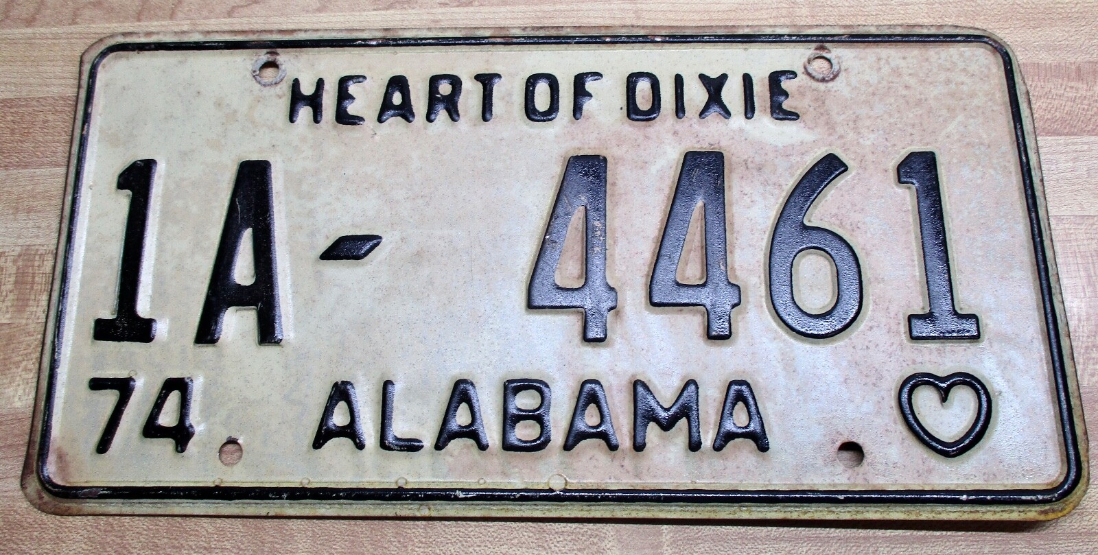 VINTAGE 1974 LICENSE PLATE CAR TAG STATE OF ALABAMA HEART OF DIXIE 1A ...