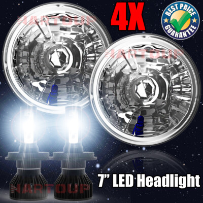 2PC 7 inch Round LED Headlights HI-Lo Beam For Freightliner coronado ...