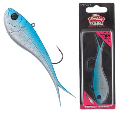 Berkley Shimma Vector Vibe Soft Bait Lure 120mm 46.5g Blue Pepper Neon ...