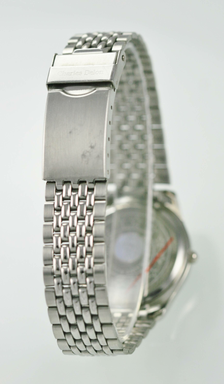 Charles Delon Watch Men Black Water Resistant Stainless Silver Steel ...