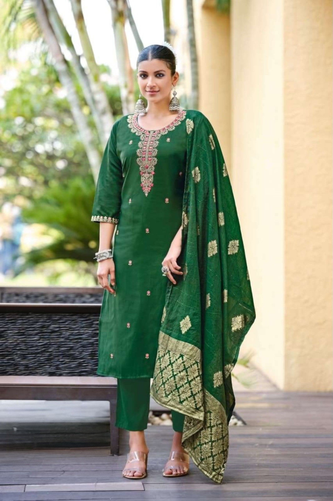 Pakistani Indian Ethnic Designer Embroidered Silk Suit Stitched Uk Size ...