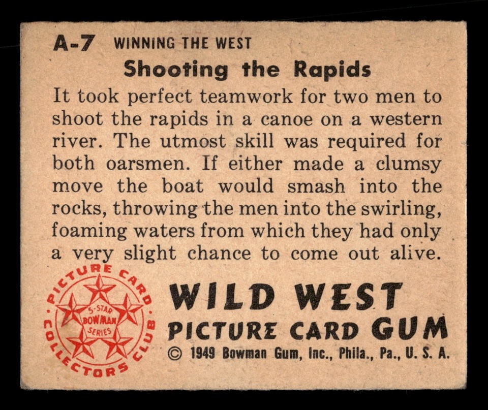 1949 Bowman Wild West Shooting The Rapids #A-7 - VG | eBay