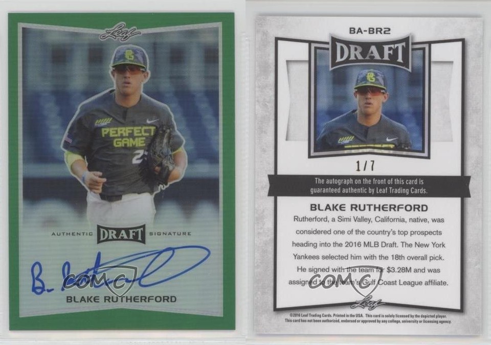 2016 Leaf Metal Draft Green Prismatic 1/7 Blake Rutherford #BA-BR2 Auto ...