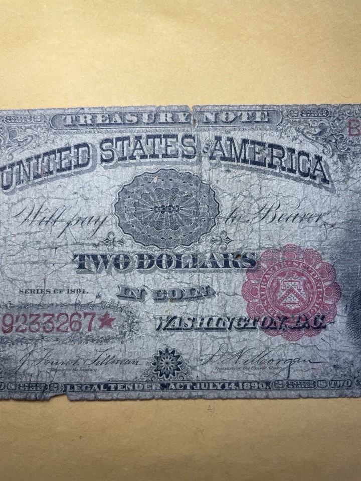 US Currency 1891 $2 Treasury Note Red Seal “McPherson” 7.5x3 | eBay