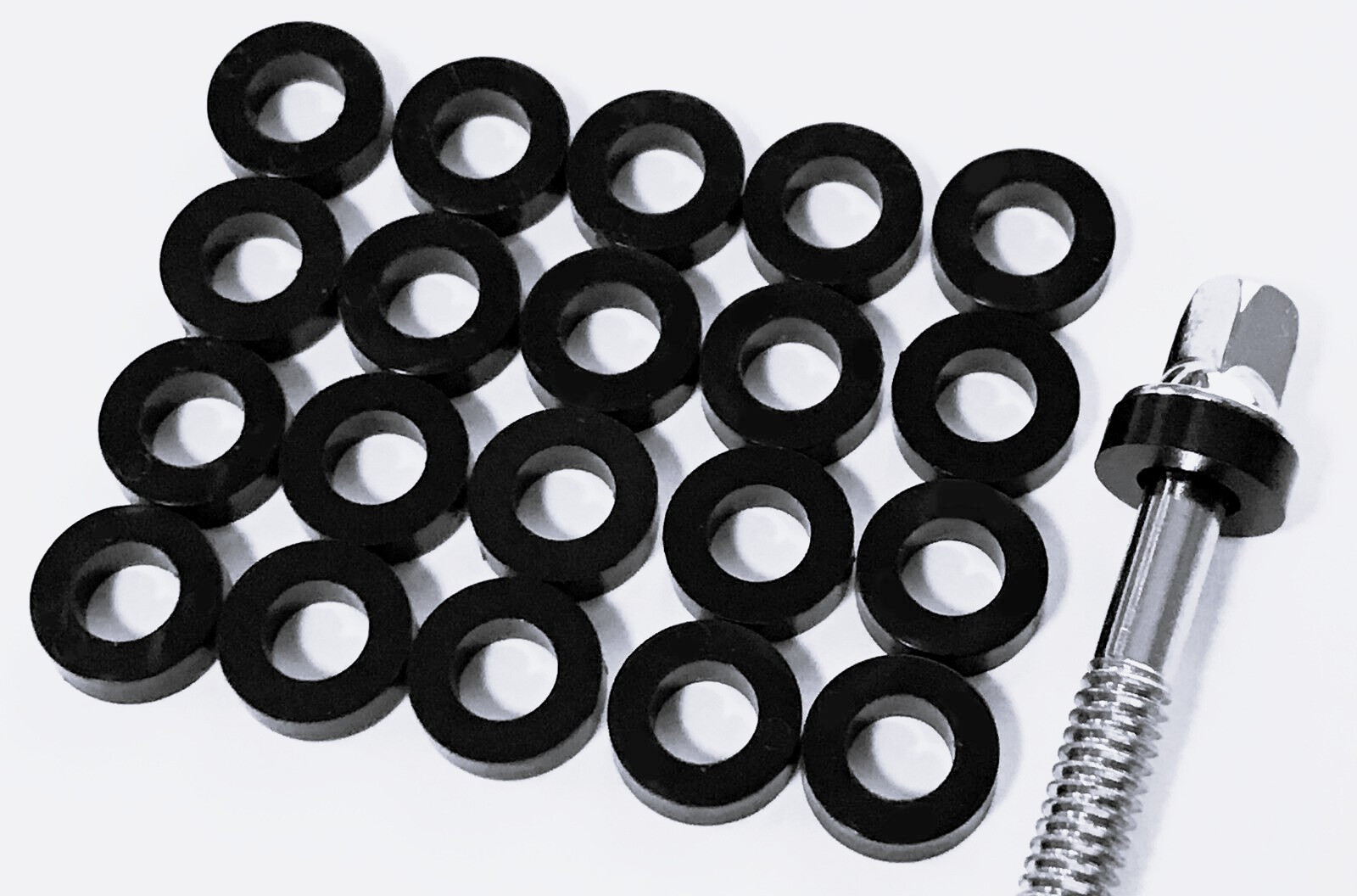 20 pk Black THICK NYLON TENSION ROD WASHERS Tom, Snare, Bass Drums LTRW ...