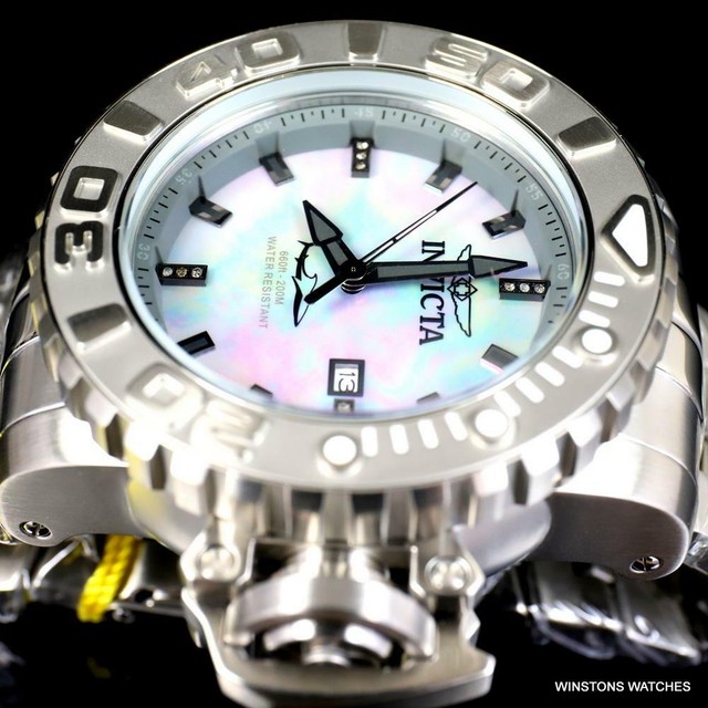 Invicta Sea Hunter Automatic Men's 70mm MOP Dial Diamond Accent Watch ...