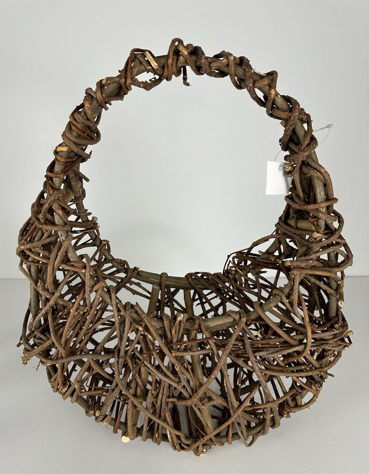 Handwoven Twig & Vine Basket - New with Tags, Rustic Decor Size: 17"x14 ...